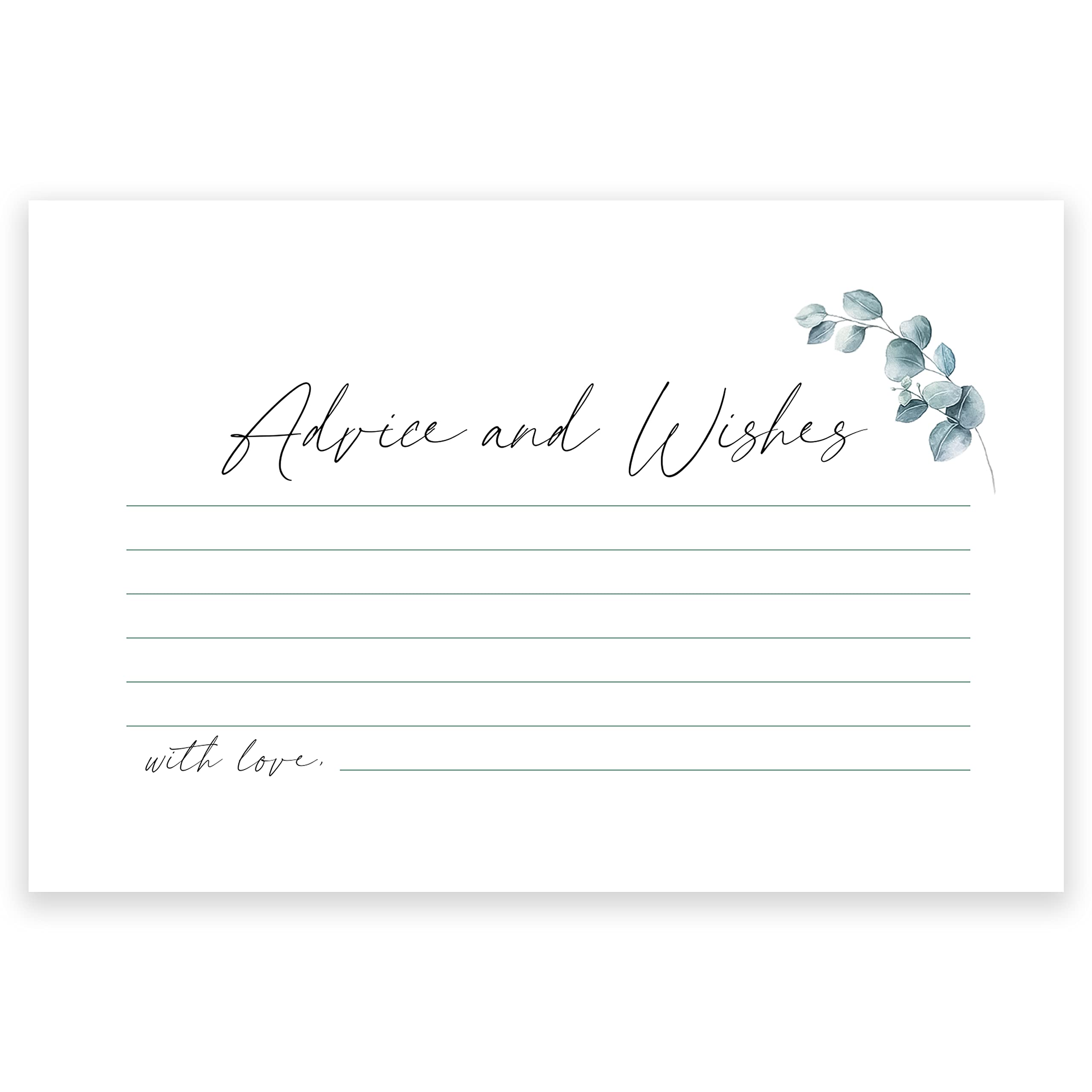 Watercolor Advice and Wishes Cards, 50 Pack,Double Sided,4x6, Uncoated, Heavyweight Card Stock, Ideal for Weddings,Bridal Showers, Baby Showers, Thanksgiving, Christmas, other Parties and Celebrations