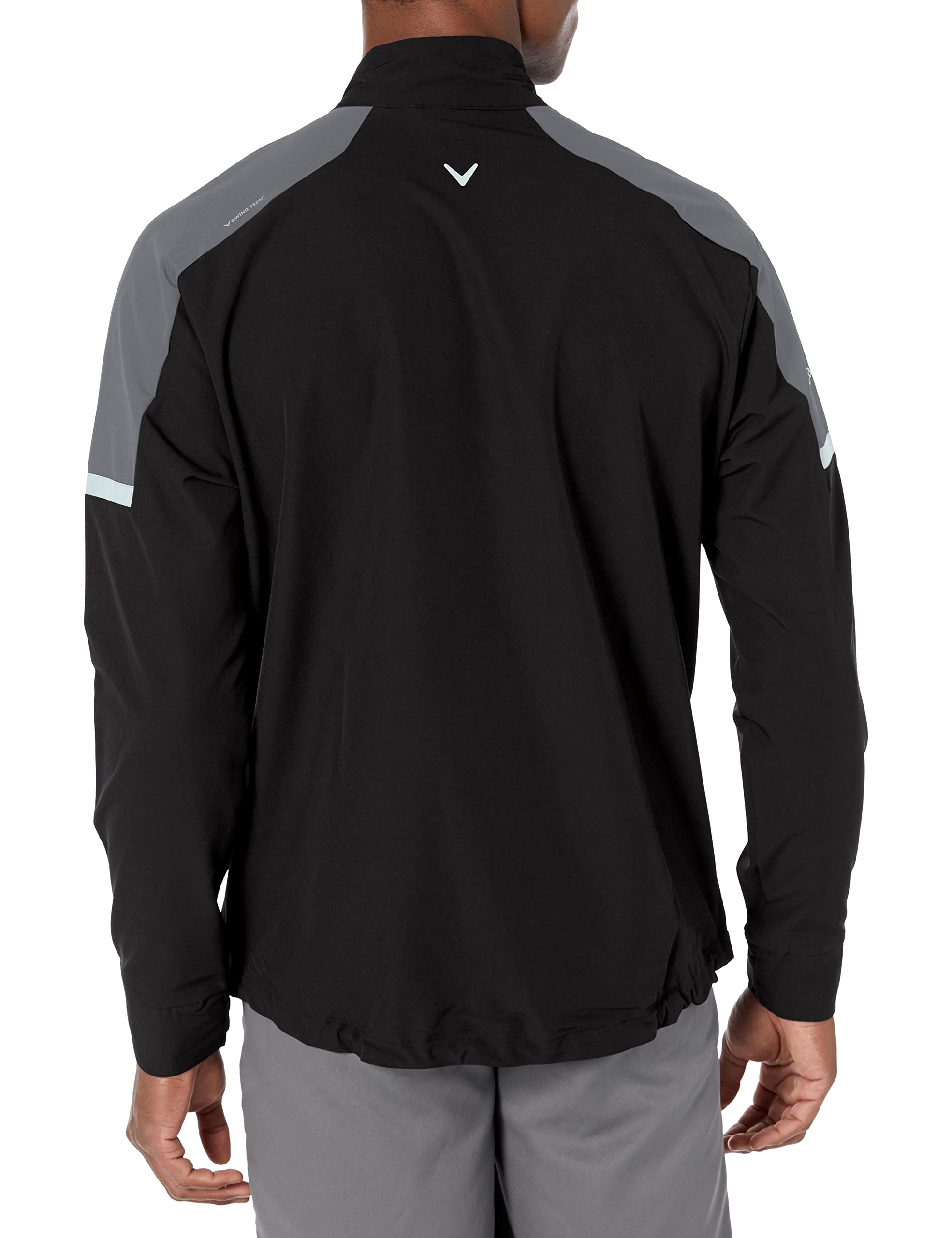 Callaway Men's Swing Tech Blocked Long Sleeve Golf Windbreaker, Caviar, Large