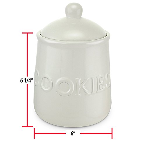 Kovot Ceramic Classic Cookie Jar And Air-Sealed Lid | Measures: 6 1/4" L x 6 1/4" W x 8 1/2" H