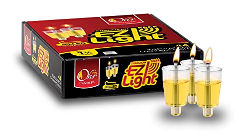 Ohr Candles E-Z Light 44 Jelled Olive Oil Chanukah Candles Jelled Prefilled Olive Oil (1.5 Hour)