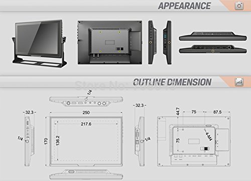 LILLIPUT FA1014/S 10 Inch 16:9 HD-SDI Monitor with HDMI, VGA, AV + 7 inch Magic Arm + V-Mount battery plate