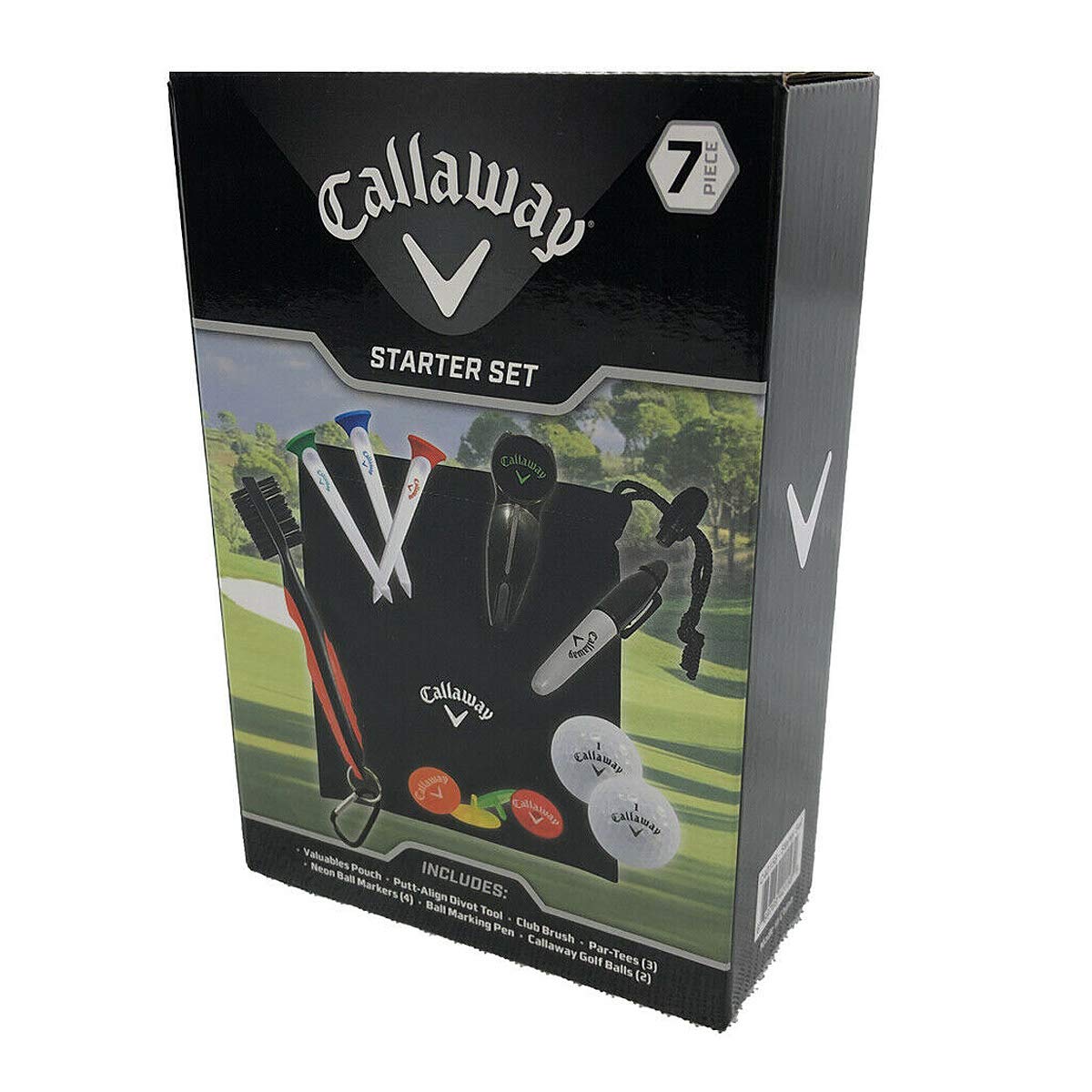 Callaway On-Course Golf Accessories Gift Set with Golf Club Brush & Divot Repair Tool with Ball Marker,Black