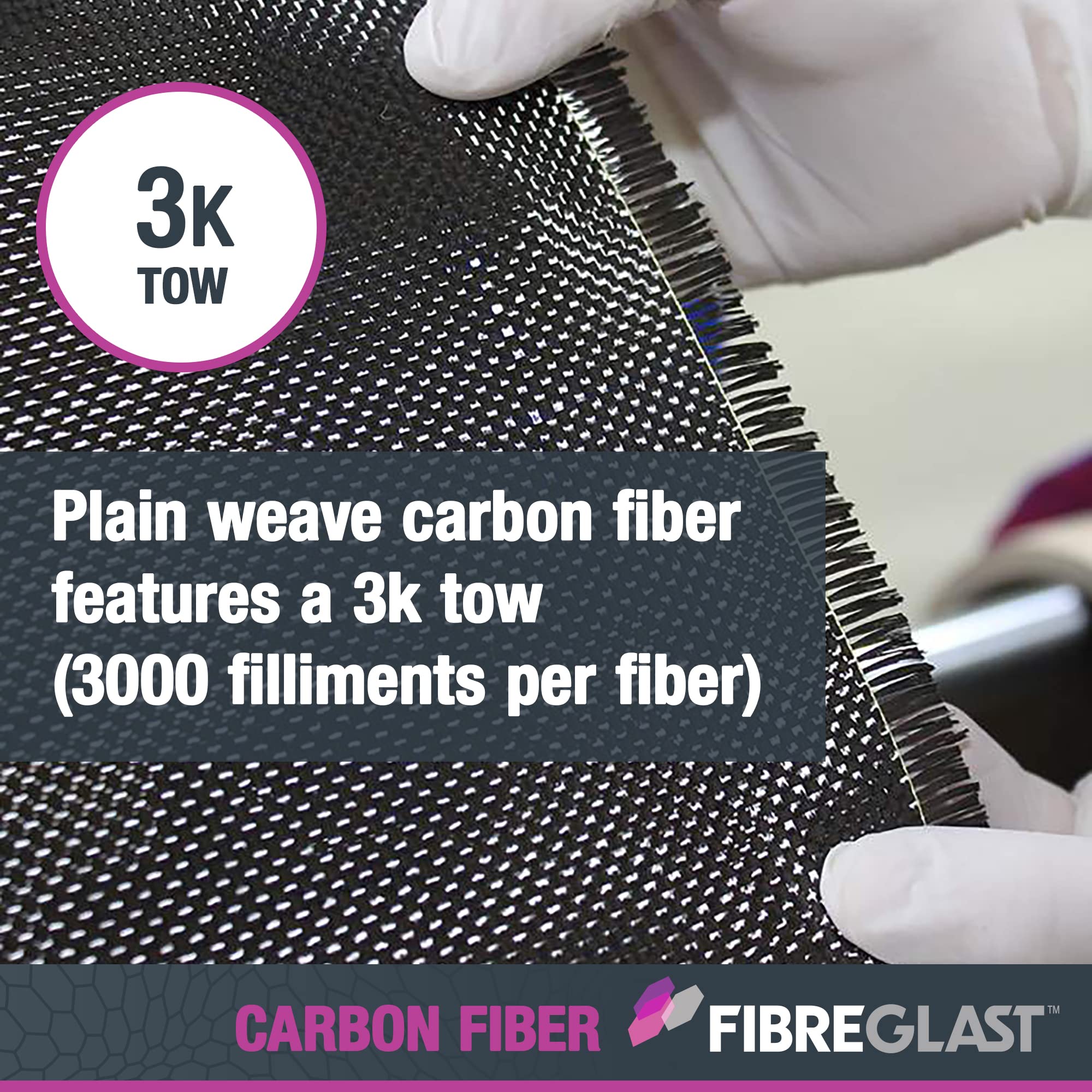 Fibre Glast Carbon Fiber Graphite Fabric, 3 inch Wide β High-Strength Lightweight Waterproof Aerodynamic Cloth Roll for Car, Air, Boat Repairs β Epoxy-Resin Compatible Fabric, 6 Oz, 50 Yards