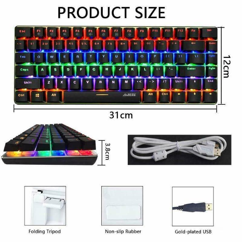 AK33 Blue Switches 82 Keys Gaming Keyboard for PC Gamers and Typists Mechanical