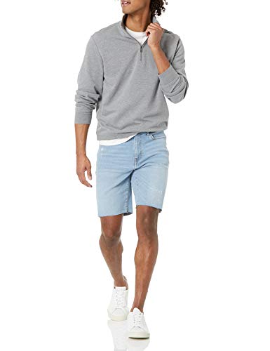 Amazon Essentials Men's Lightweight French Terry Quarter-Zip Mock Neck Sweatshirt, Red, Medium