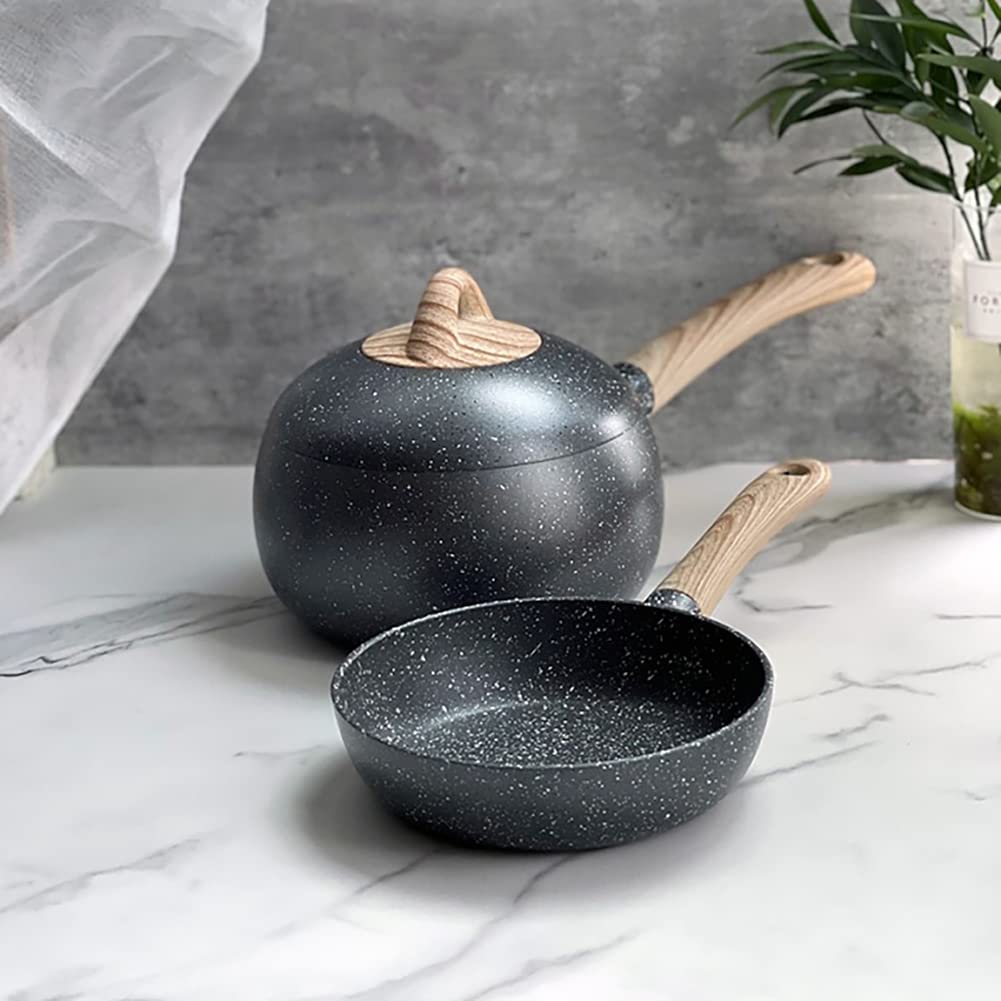 Amercook Spherical Non Stick Wok with Lid, Frying Pan and Pot Set, Small Skillet PFOA Free, 6 Inch