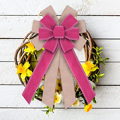 Rose Wired Edge Ribbons 2.5" 10 Yards, Spring Solid Wired Edge Decoration Wired Ribbon Fabric Craft Ribbon Burlap Wrapping Ribbon for Holiday Party Wrapping DIY Craft Wedding Decoration Wreaths Bow