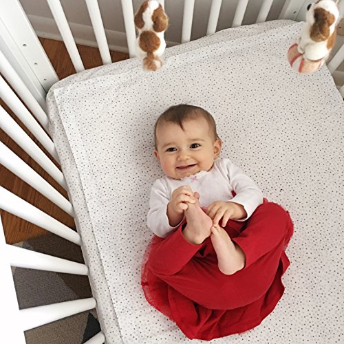 QuickZip Crib Sheet Set - Faster, Safer, Easier Baby Crib Sheets - Includes Gray Wraparound Base & 3 Zip-On Sheets - 2 Gray Dot Cotton, 1 Gray Cotton - Fits All Standard Crib Mattresses