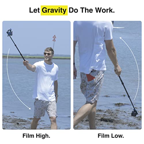 GRAVGRIP V2 Extension Pole Bundle - Hydraulic Leveling Mount for Action Camera, GoPro, DJI, Insta360 - Pocket-Sized Leveler, Gimbal, JIB