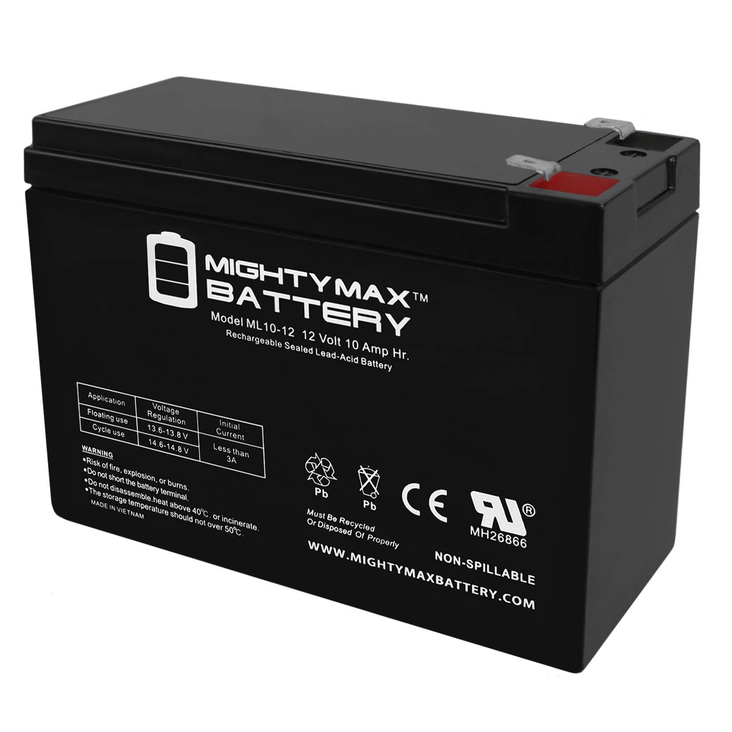 Mighty Max Battery 12V 10AH SLA Battery Replacement for Long Way LW-6FM10 F2