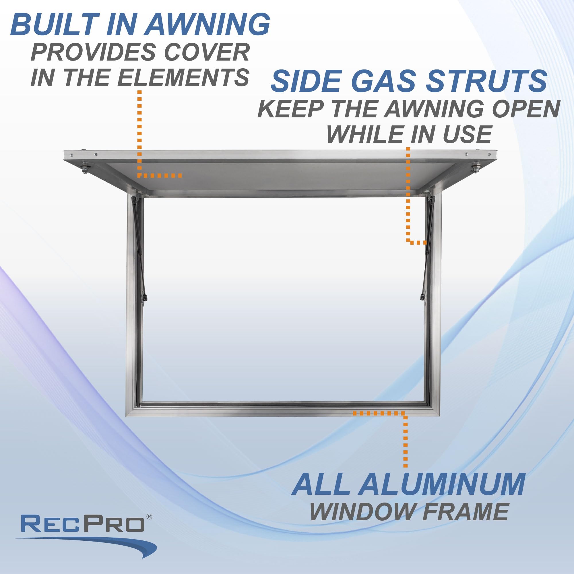 RecPro Concession Stand Serving Window Door - Concession Awning Door for Food Trucks *Glass not Included* (60" x 36") | Made in America