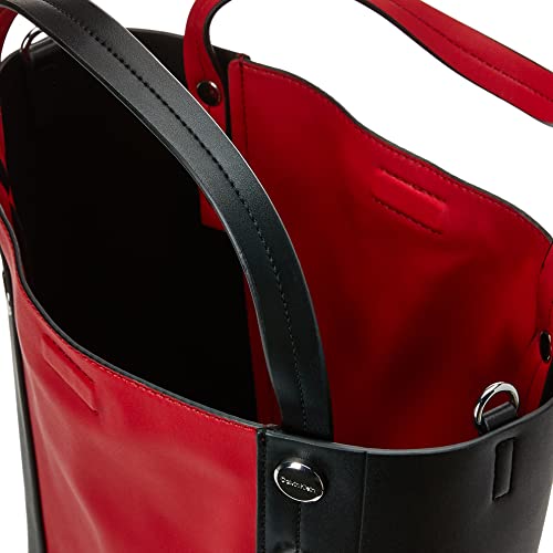 Calvin Klein Quinn North/South Mini Tote Crossbody, Poppy/Black