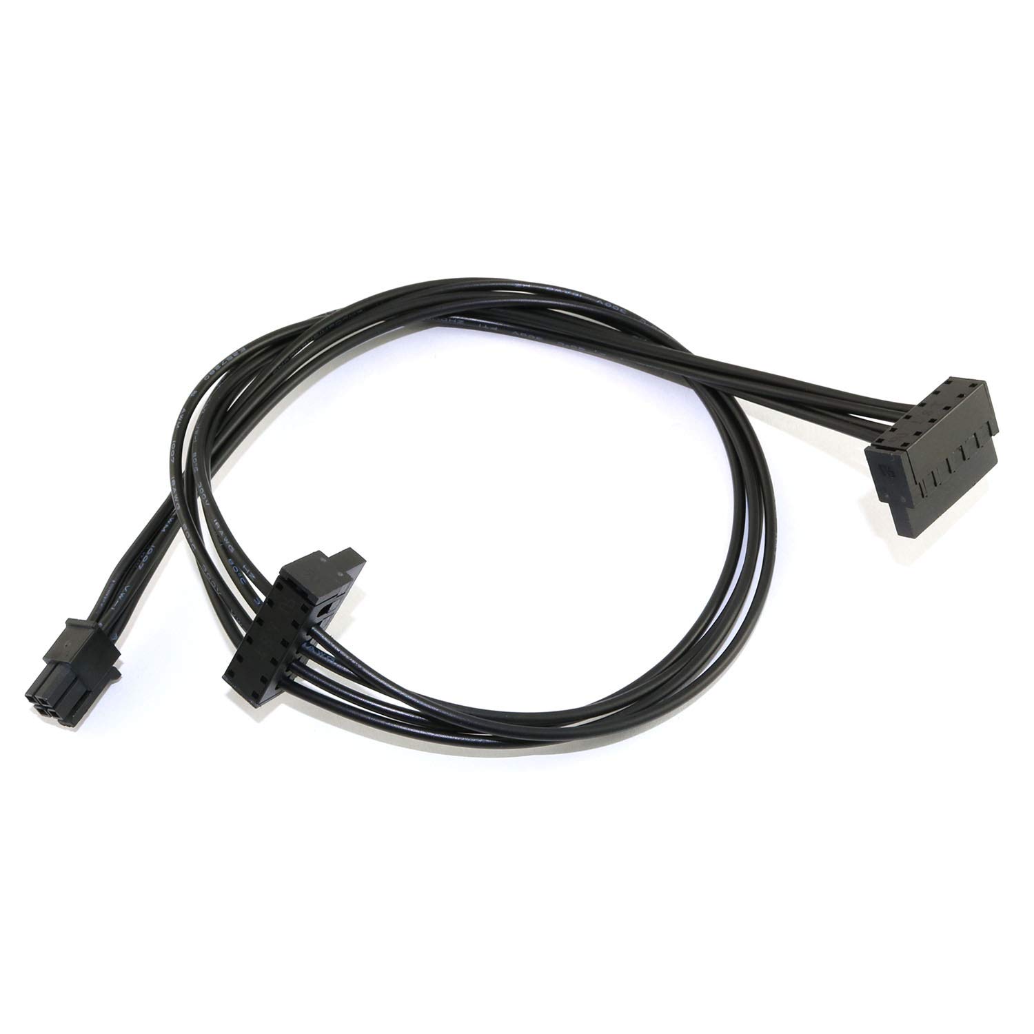 RuiLing 2pcs Black Motherboard ATX Mini 4 Pin to 2X Right-Angle 15 Pin SATA Hard Drive HDD Power Supply Adapter Cable 18AWG 19.7 Inch for Lenovo