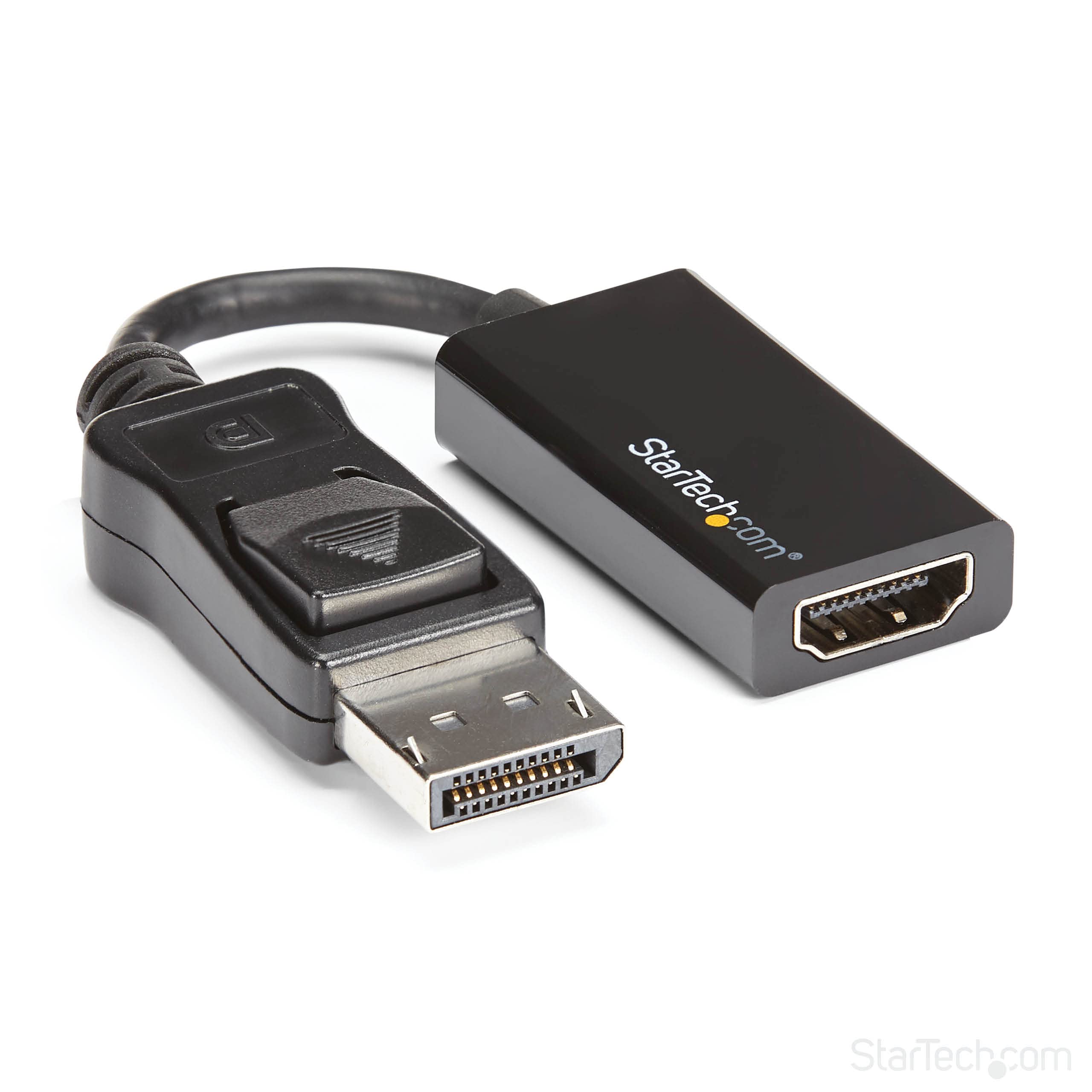 StarTech.com DisplayPort to HDMI Adapter - 4K 60Hz Active DP 1.4 to HDMI 2.0 Video Converter - DP to HDMI Monitor/TV/Display Cable Adapter Dongle - Latching DP Connector (DP2HD4K60S), Black