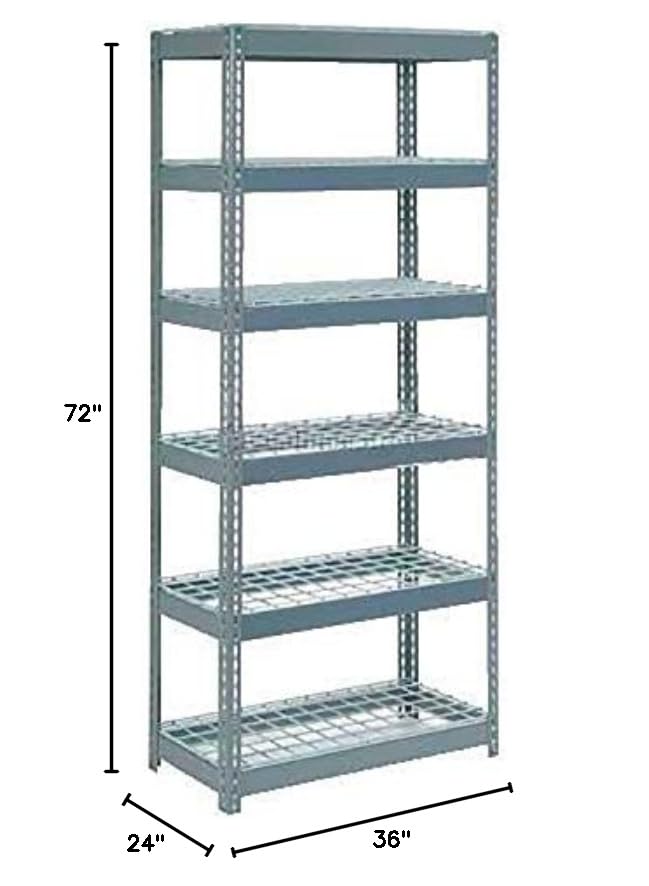 Global Industrial Extra Heavy Duty Shelving 36"W x 24"D x 72"H With 6 Shelves, Wire Deck, Gry