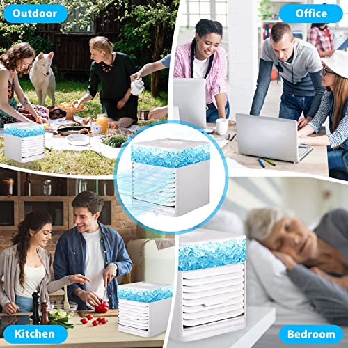 coosolvo Portable Air Conditioner, Personal Air Cooler with Quiet 3 Wind Speeds, Cooling Fan with Large Water Tank, Mini AC Unit with 7 Color Light, USB Small Air Conditioner for Home
