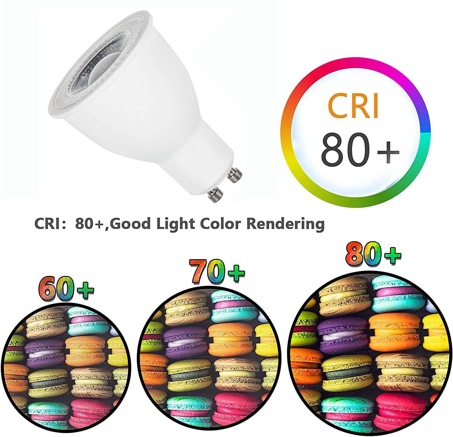 Edearkar GU10 LED Light Bulbs, 10W (100W Halogen Equivalent), 1000 Lumens, Non-Dimmable, 3000K Warm White, LED Bulbs for Recessed Track Lighting, AC90-265V, 60° Beam Angle, GU10 Base, Pack of 6