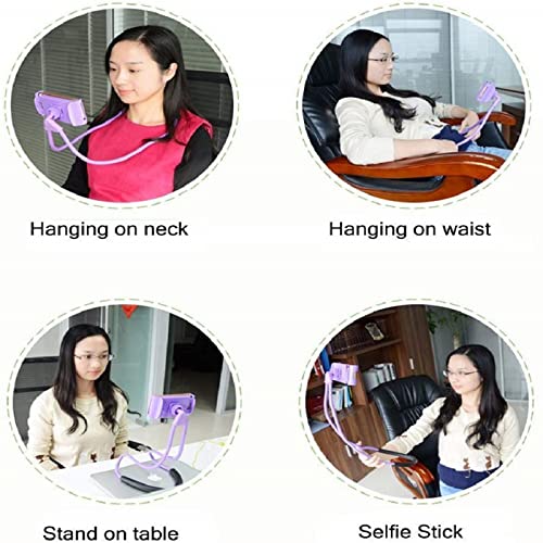 Smart Mobile Phone Stands,Universal Hanging on Neck Cell Phone Mount Holder, Flexible Lazy Bracket DIY Free Rotating for Multiple Functions(Black)