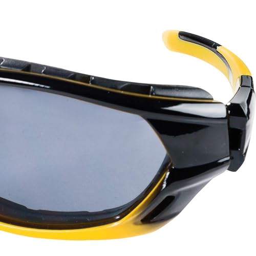 Sellstrom - 70001AZ Polycarbonate Sealed Safety Glasses/Protective Eyewear, Anti-Fog Coating, Detachable Soft Co-Molded Temples, U.S. Military Ballistic Rated, Yellow & Black with Smoke Tint, S70001