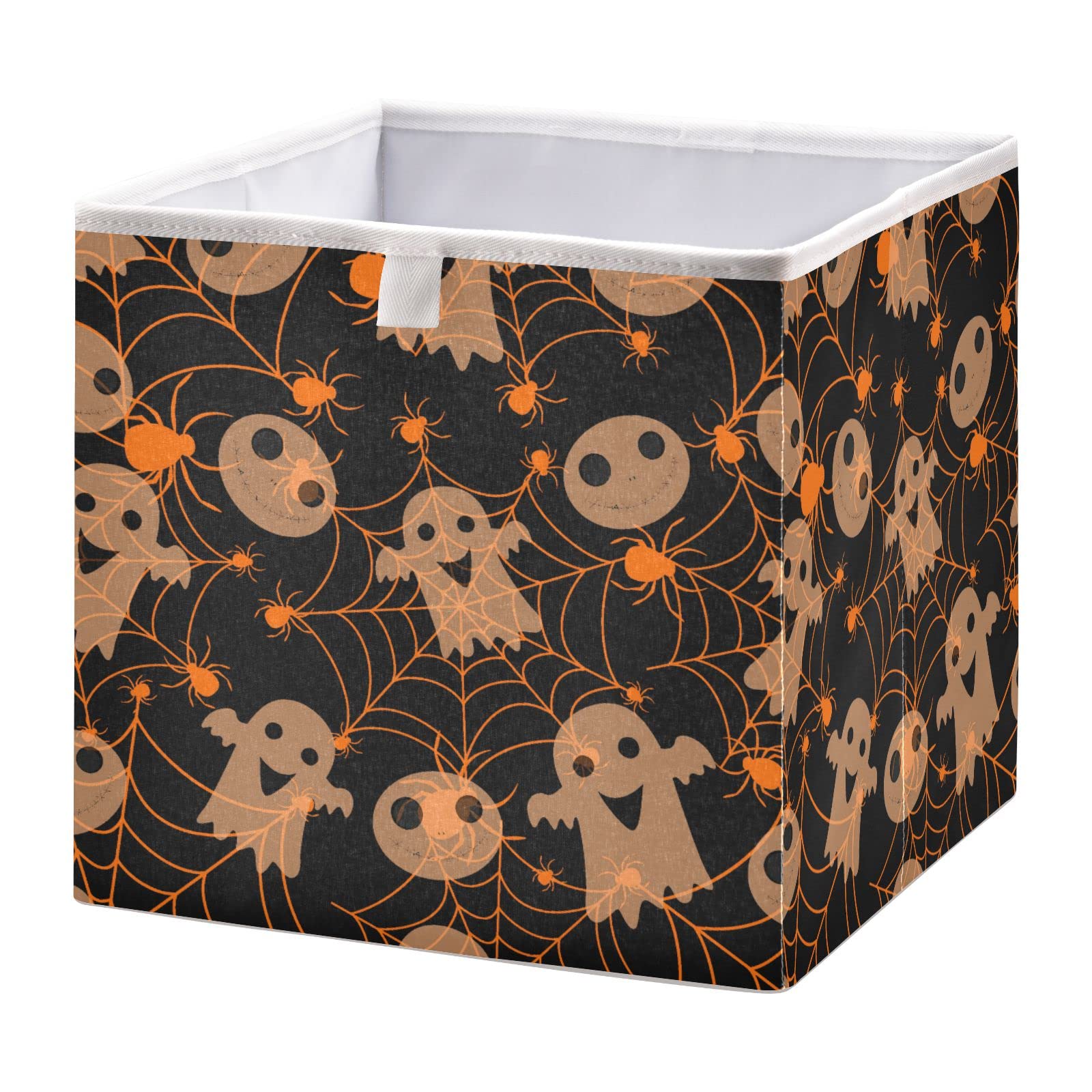 Kigai Collapsible Storage Baskets Halloween Spooky Spider Web Cube Storage Bins Baskets for Organizing Fabric Collapsible Storage Organizer for Bedroom Home Decor
