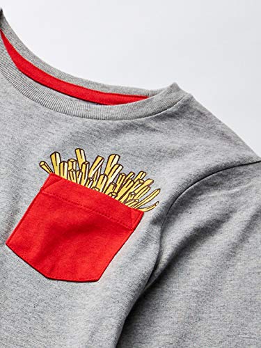 Amazon Essentials Boys' Long-Sleeve T-Shirts (Previously Spotted Zebra), Pack of 5, Multicolor/Fries/Pizza, Medium