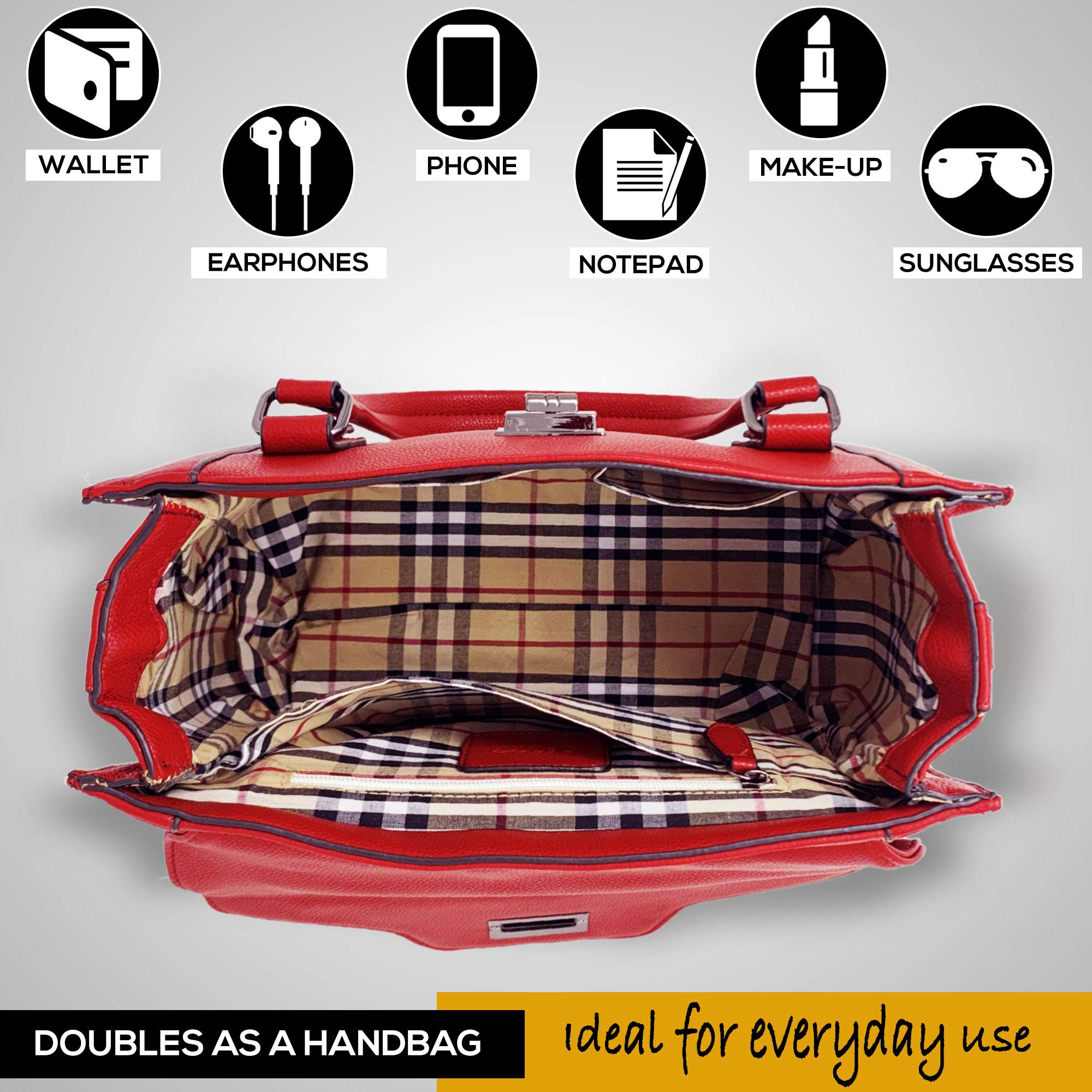 Camera Bags for Women, Multi-Functional Leather Top-Handle Ladies Handbags and Purses with Removable Padded Case