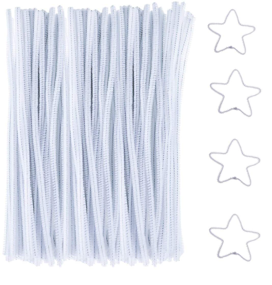 DOKOO Craft Pipe Cleaners 200 PCS Chenille Stem Twistable Stems Children’s Bendable Sculpting Sticks for Crafts and Arts Creative Christmas Decoration School Projects (6MM x 12 Inch) (White)