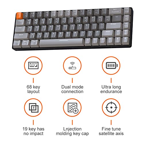 Akloker Bluetooth-Compatible 5.0 Gaming Keyboard Dual-Mode Gaming Keyboard Wireless Ergonomic Portable Travel for Computer PC