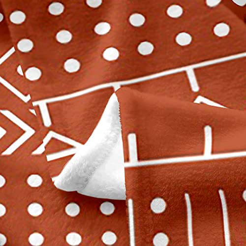 Feelyou Exotic Geometric Throw Blanket Ethnic African Inspired Boho Plush Blanket for Women Men Soft Rusty Red Stripe Line Fleece Blanket Arrow Fuzzy Blanket Room Decor Flannel Blanket Queen 90"x90"