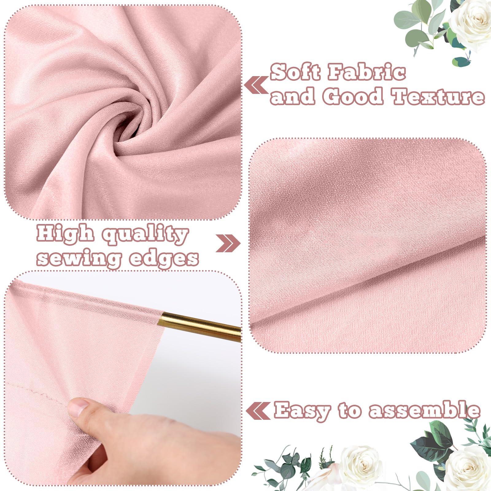 BBTO 2 Panels Dusty Rose Backdrop Curtains for Parties Wedding Pink Backdrop Curtains Polyester Wrinkle Free Window Curtains for Ceremony Party Birthday Bridal Shower Graduation Decorations 5ft x 10ft