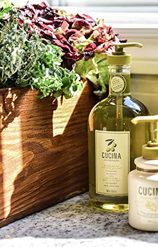 Fruits & Passion [Cucina Coriander & Olive Oil Hand Soap, (16.9 fl oz) - Luxury Kitchen Liquid Hand Soap, Vegan, Natural Moisturizing Hand Wash in Glass Hand Soap Dispenser
