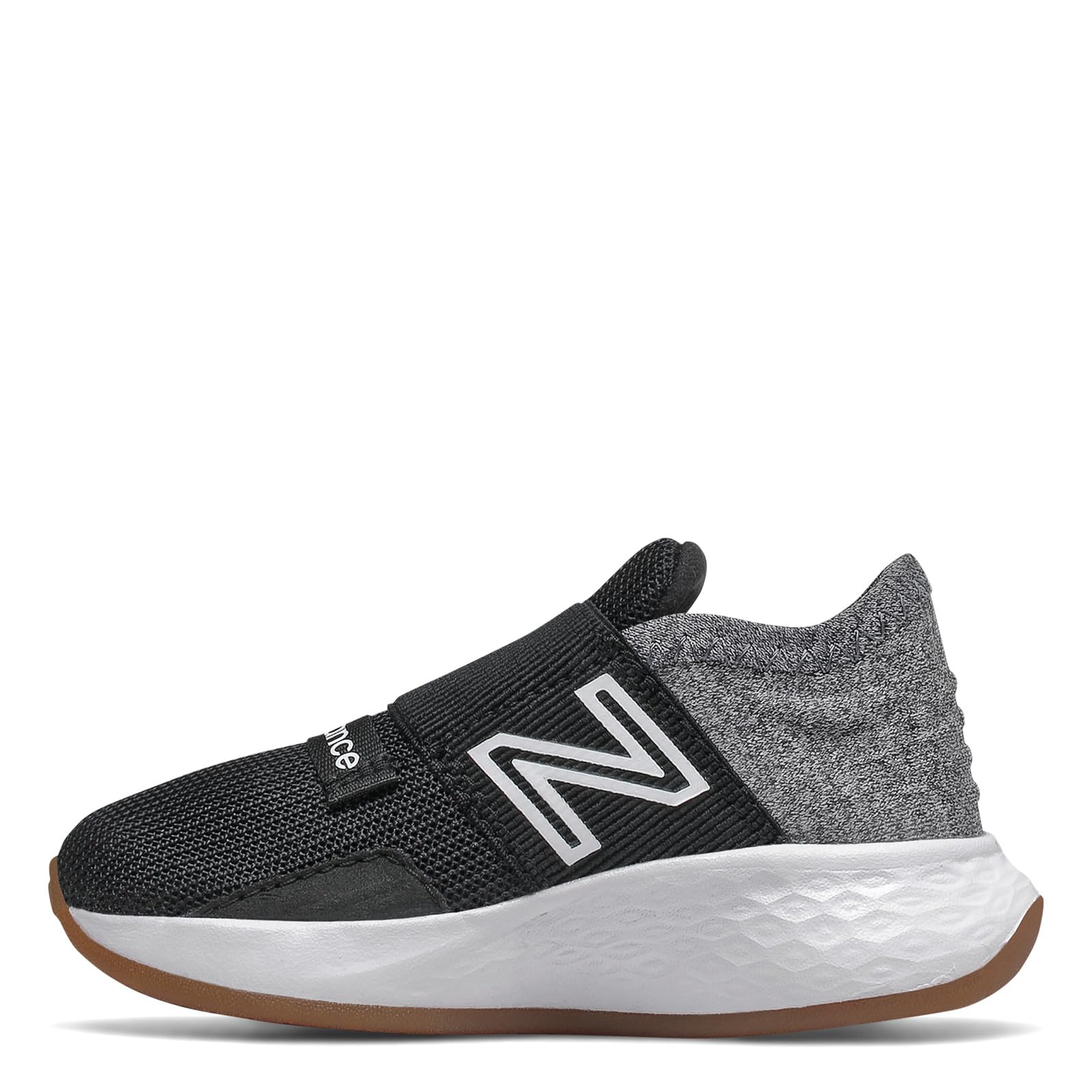 New Balance baby boys Fresh Foam Roav V1 Slip-on Sneaker, Black/Light Aluminum, 6.5 Wide Toddler US