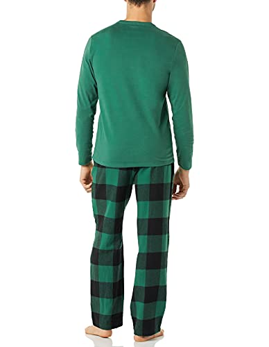Amazon Essentials Men's Flannel Pajama Set (Available in Big & Tall), Green/Buffalo Plaid, Medium