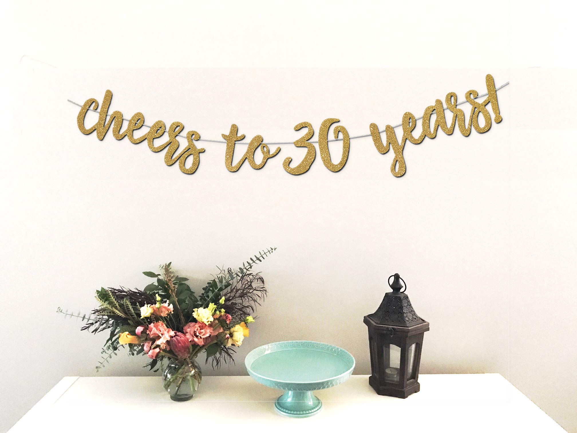 Cheers to 30 Years Banner - Premium Gold Glitter Cardstock Paper - Larger Text for Better Visibility - Perfect Decoration for 30th Birthday Party Celebration