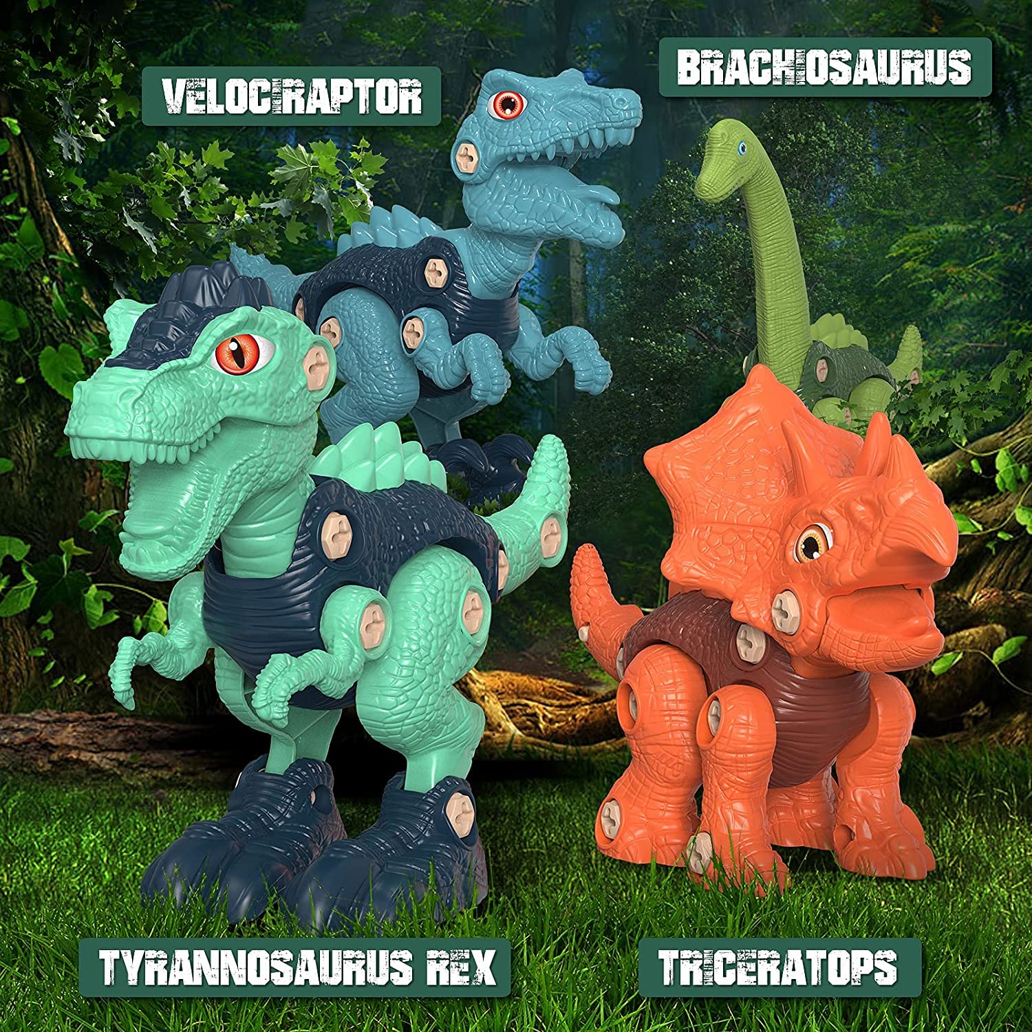 dmsbuy Take Apart Dinosaur Toys for Kids Building Toy Set with Electric Drill Construction Engineering Play Kit STEM Learning for Boys Girls Age 3 4 5 Year Old (Take Apart Dino)