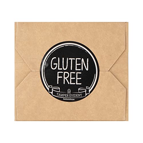Restaurantware Label Tek 2 Inch Tamper-Evident Stickers For Gluten Free Food 500 Rolled Tamper Seal Stickers - Chalkboard Design For Safe Food Delivery Black With White Font Plastic To Go Stickers
