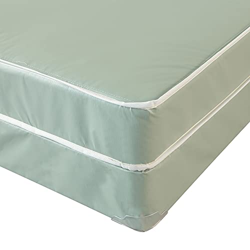 Mattress Comfort, 8-Inch Firm Double Sided Tight top Waterproof Vinyl Innerspring Mattress & 8" Wood Box Spring Set, Full XL