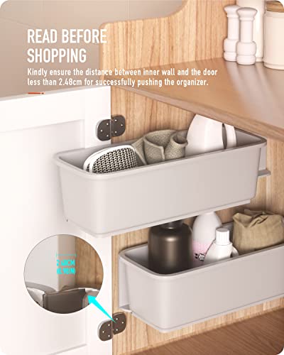 Baffect Under Sink Organizers and Storage, 2 Pack Pull Out Under Bathroom and Kitchen Cabinet Storage Drawer Organizer, Multi Purpose Sink Organizing Caddy up to 11lbs (Gray)