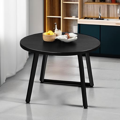 Best Choice Products Round Dining Table w/Steel Legs - Black