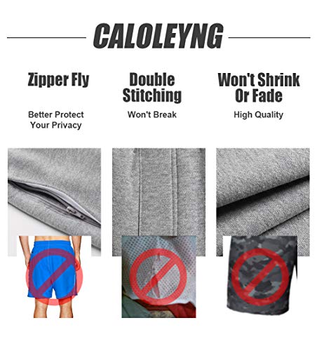 caloleyng Mens Cotton 8" Long Casual Lounge Fleece Shorts Pockets Jogger Athletic Workout Gym Sweat Shorts Lightgrey
