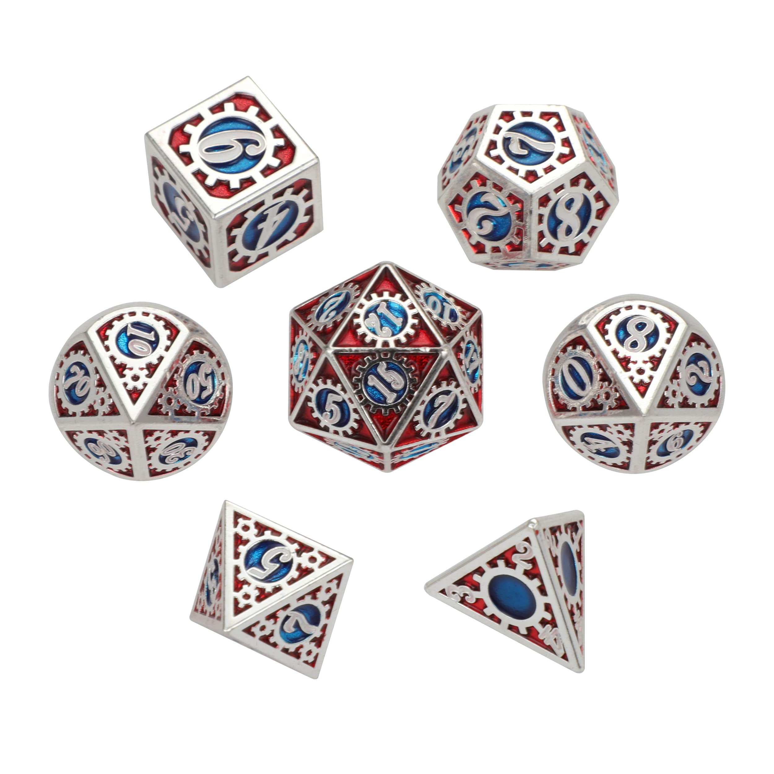 DND Dragon Scale Dice Set of 7 Pcs with Storage Box, Metal D&D Dice Set with Oversized D20 for Tabletop Roleplaying Games, Dungeons and Dragons, DND, D&D (Punk)