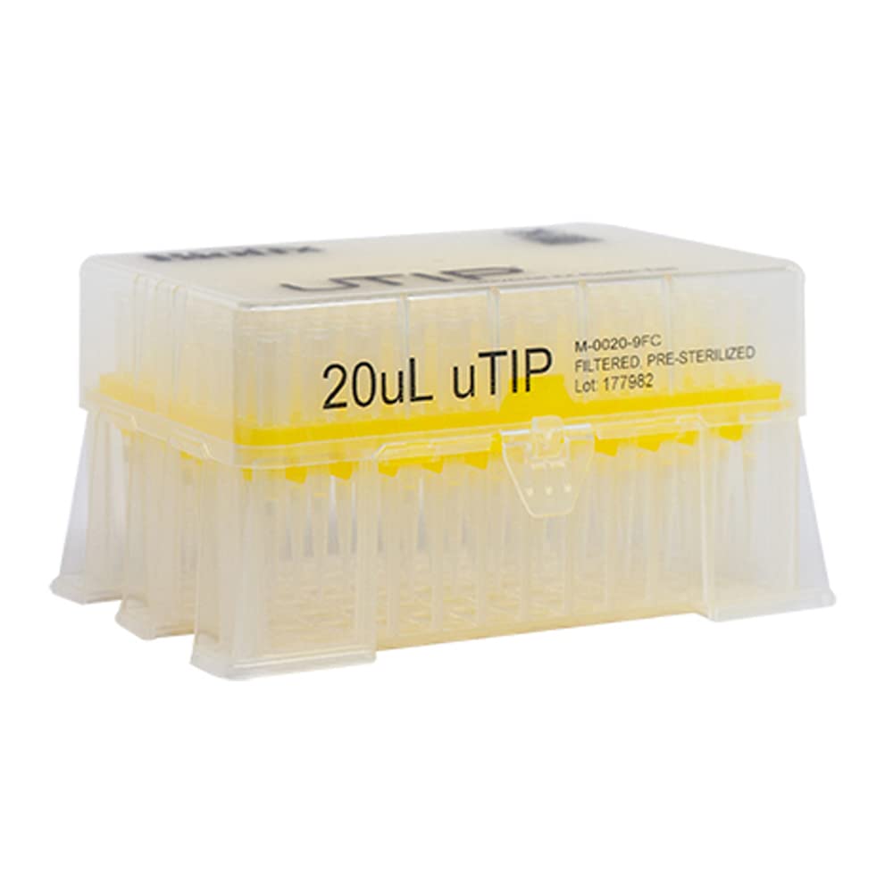 Biotix M-0020-9FC uTIP Filter Pipette Tips, Universal Fit, Low-Retention, X-Resin, Filtered, Pre-Sterile, 20ÂľL (Pack of 960)