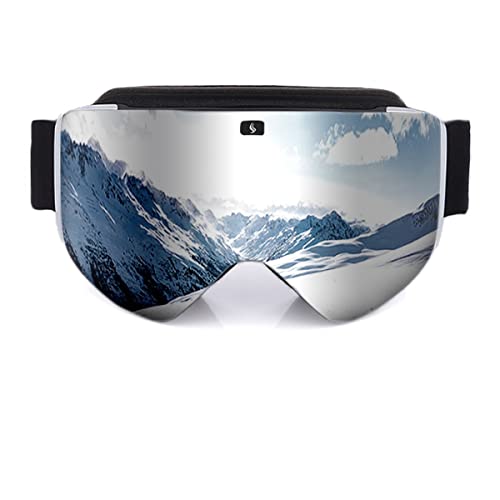 AHAKAC Magnetic Ski Goggles Snowboard Eyewear Double Layers Anti-Fog Cylindrical Ski Glasses Snow Goggles (Snowboard Goggles 01)