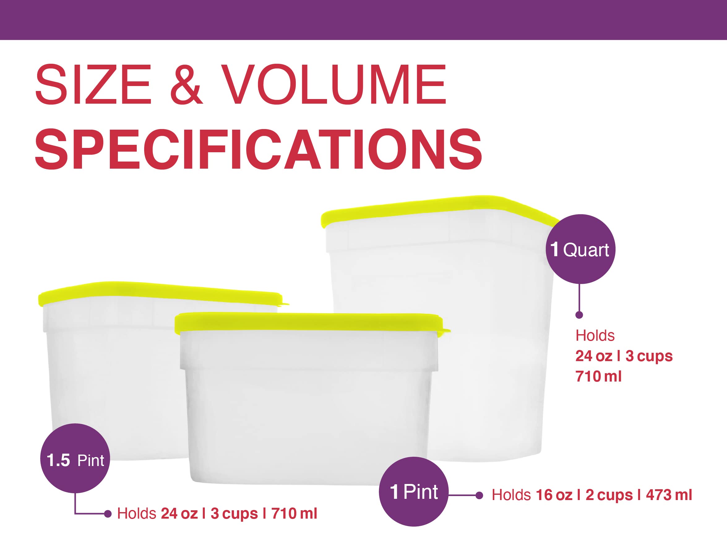 Arrow Home Products 1 Pint Freezer Containers for Food Storage, 10 Pack with Lids - USA Made Reusable Plastic Food Storage Containers - Prep, Store and Freeze - BPA Free, Dishwasher Safe
