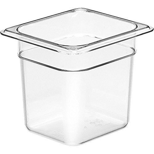 Camwear Food Pan, Plastic, 1/6 Size, 6'' Deep, Polycarbonate, Clear, NSF (6 Pieces/Unit), Pack of 6