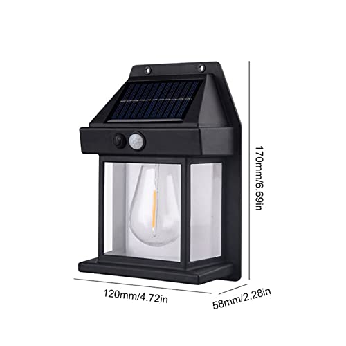 Solar Powered Outdoor Wall Lights, Sunrise and Sunset Motion Sensor, LED Exterior Wall Lights, Warm White Light, Fence, Three Lighting Modes, Exterior Front Porch Security Light Wall Ornament (White)