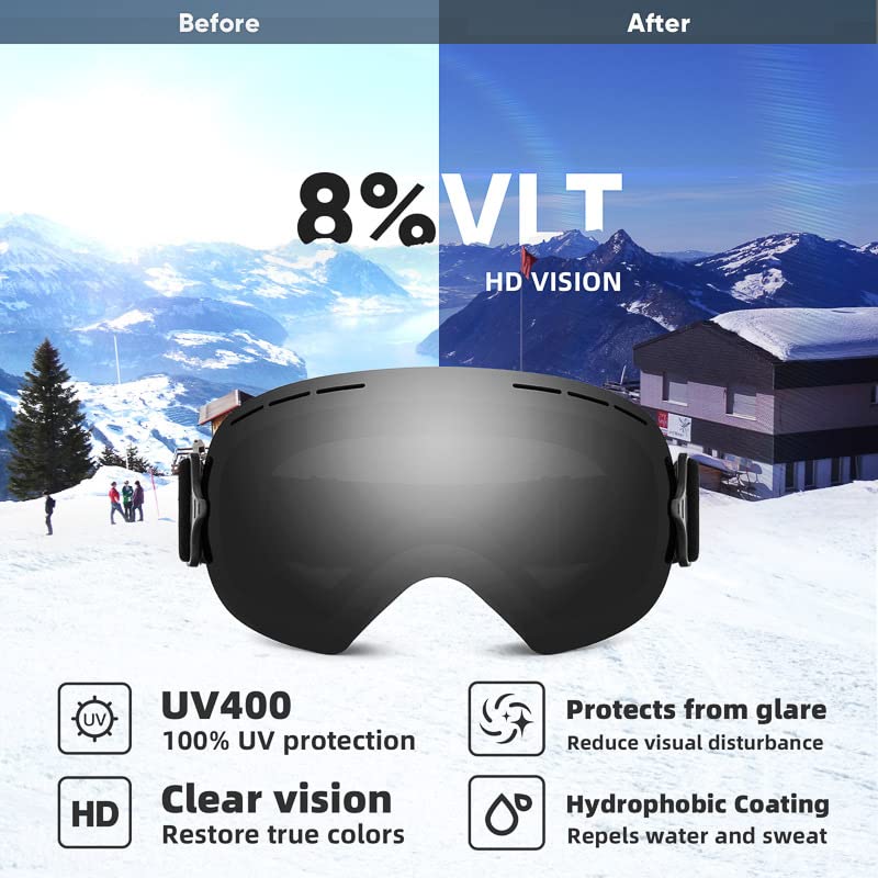 AHAKAC Ski Snowboard Goggles w/Luminous Refractive & VMD System UV Protection Anti Fog Snow Goggles Snowmobile Skiing Skating (Green)