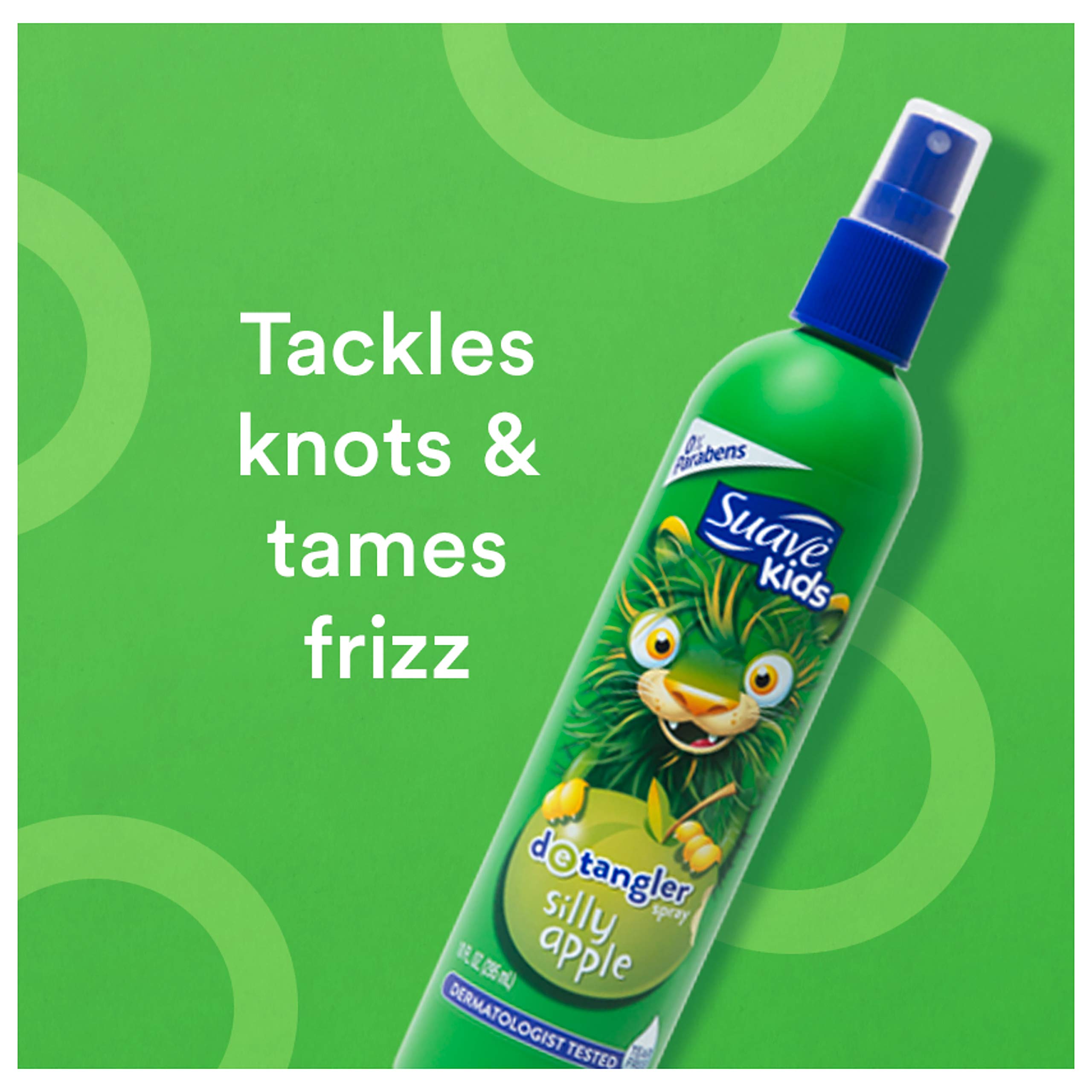 Suave Kids Detangler Spray For Tear-Free Styling Silly Apple Dermatologist-Tested Hair Detangler Formula, 10 Fl Oz (Pack of 6)