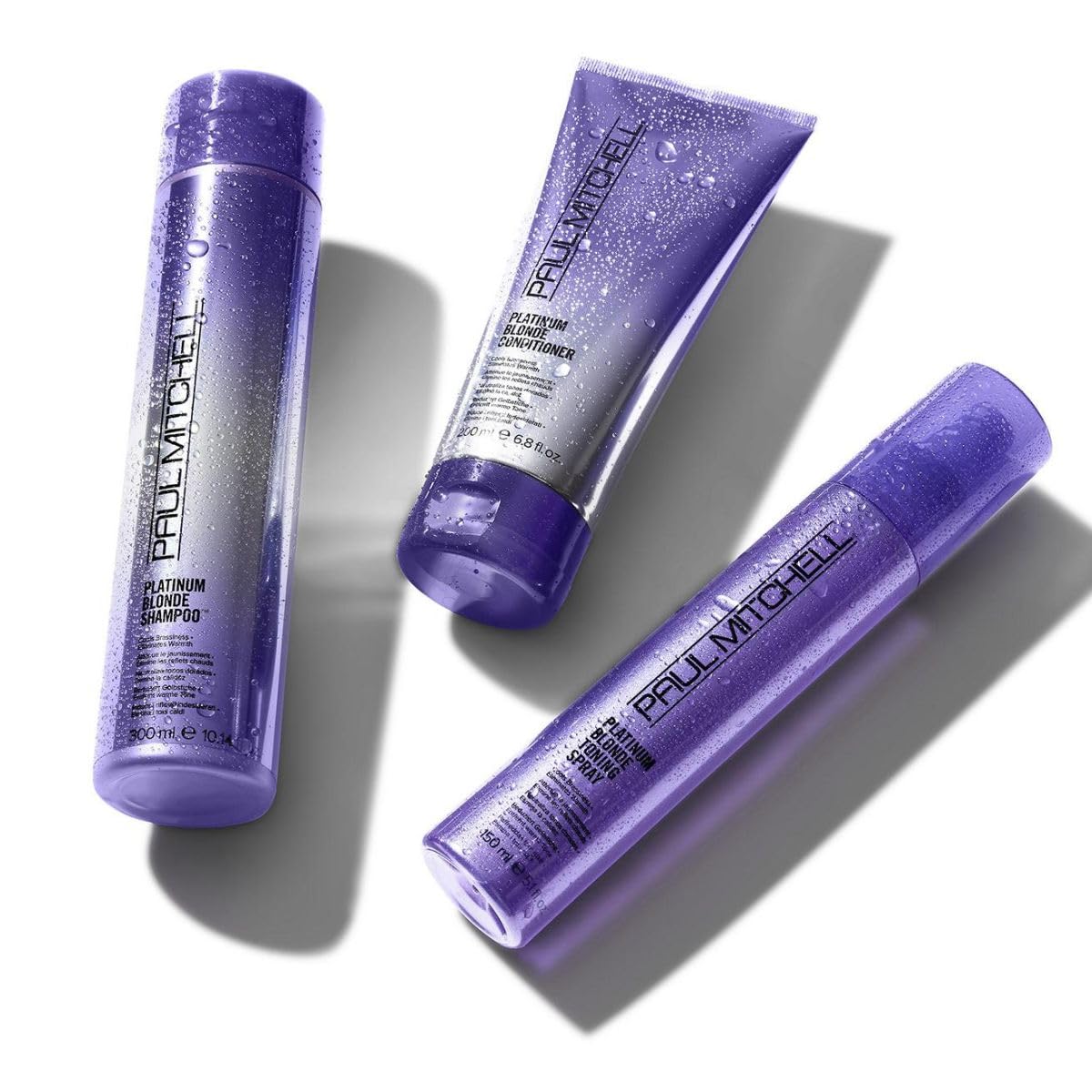 Paul Mitchell Platinum Blonde Purple Toning Spray, Cools Brassiness, Eliminates Warmth, For Color-Treated Hair + Naturally Light Hair Colors, 5.1 Fl Oz