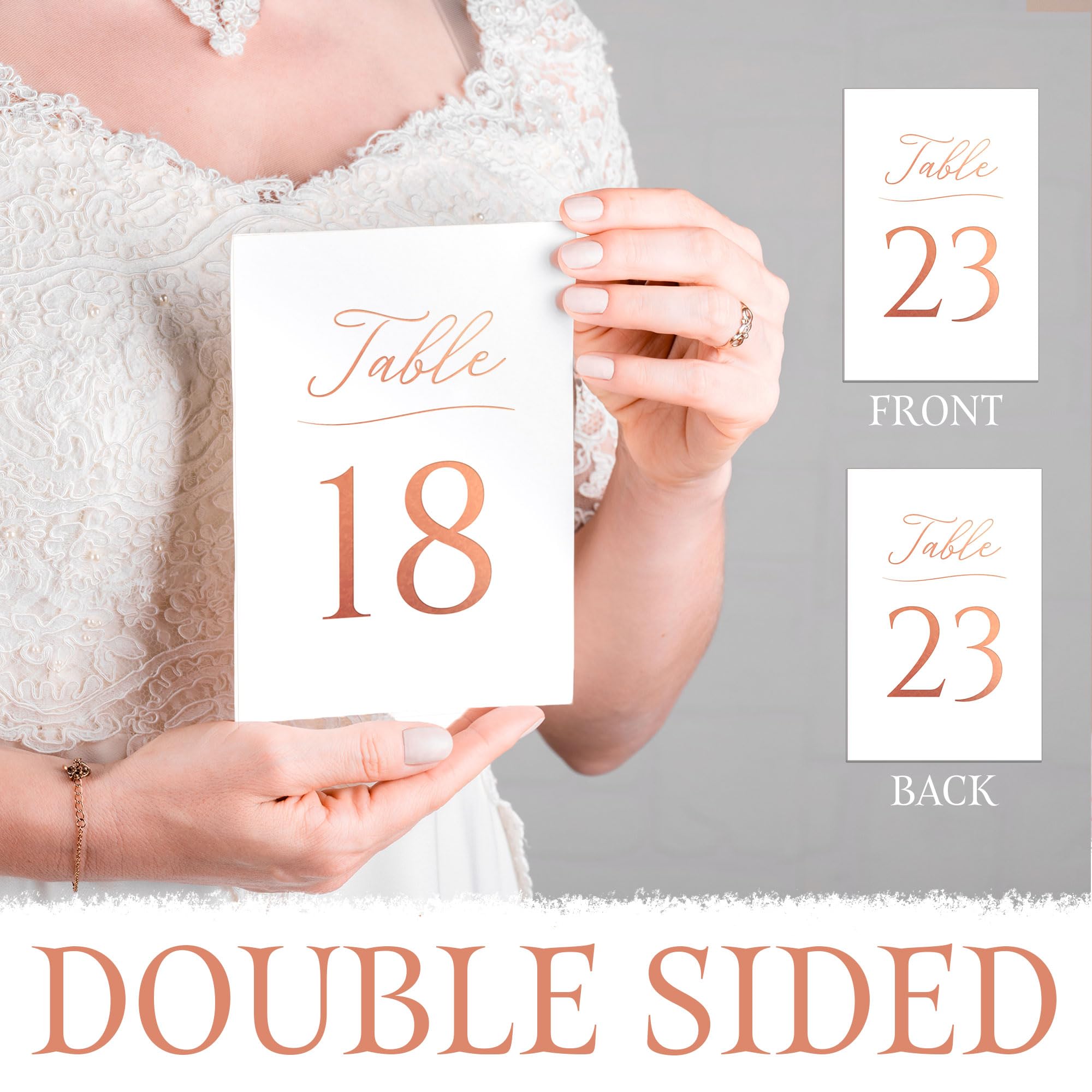 Rose Gold Table Numbers , 30 pc Wedding Table Numbers with Rose Gold Stands , Anniversary , Birthday , Bridal Shower Party , Baby Showers , Event